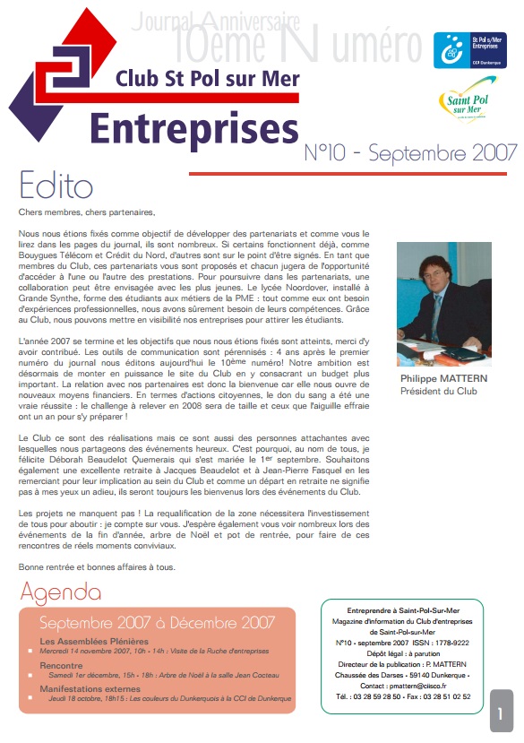 Entreprendre Ensemble – N°10 - CSPDKE : Club Saint Pol sur Mer Dunkerque Entreprises